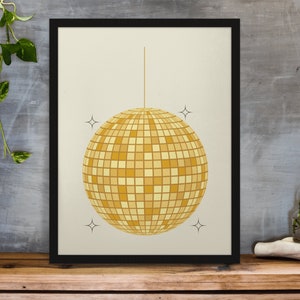 Set of 3 Disco Ball Printable Wall Art Poster Retro Disco Ball ...
