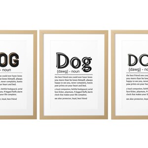 Dog Definition Print Set of 3, Dog Lover Gift, Canine Wall Art ...