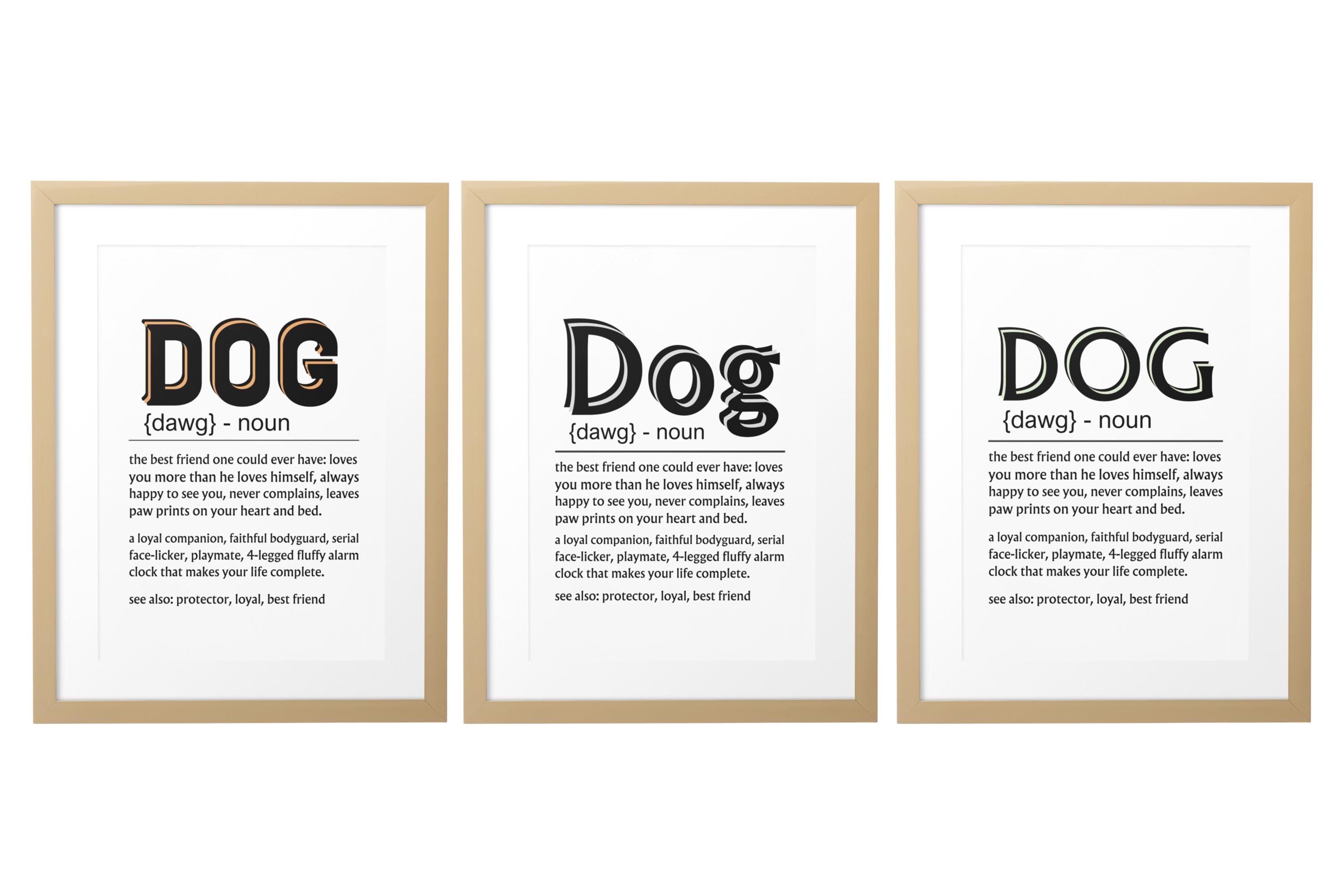 Dog Definition Print Set of 3, Dog Lover Gift, Canine Wall Art ...