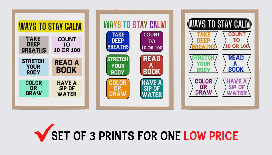 Ways to Stay Calm Print Boho Classroom Decor, Calming Corner Printable ...