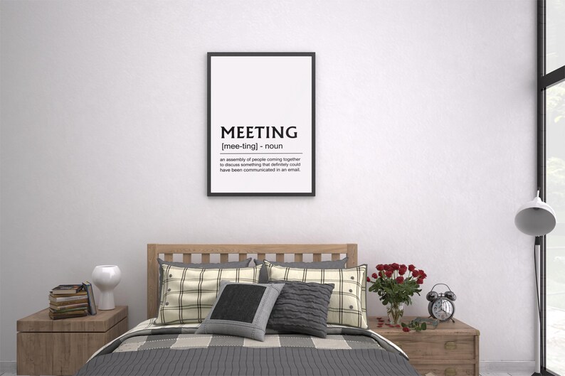Funny Cubicle Printable Poster Artwork, Meeting Definition Print Home ...