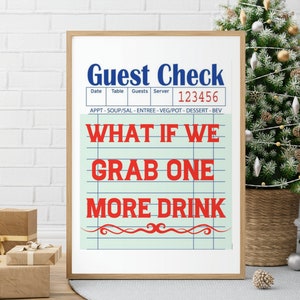 Set of 3 Digital Download One More Drink Guest Check Poster Print - Etsy