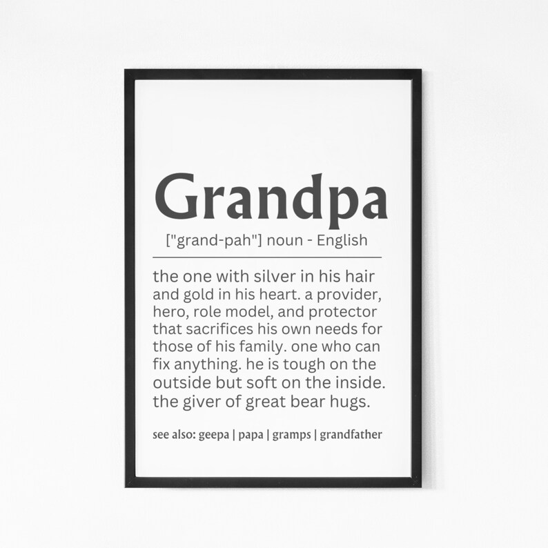 Grandpa Definition Print: Gift for Grandfather (digital Download) - Etsy