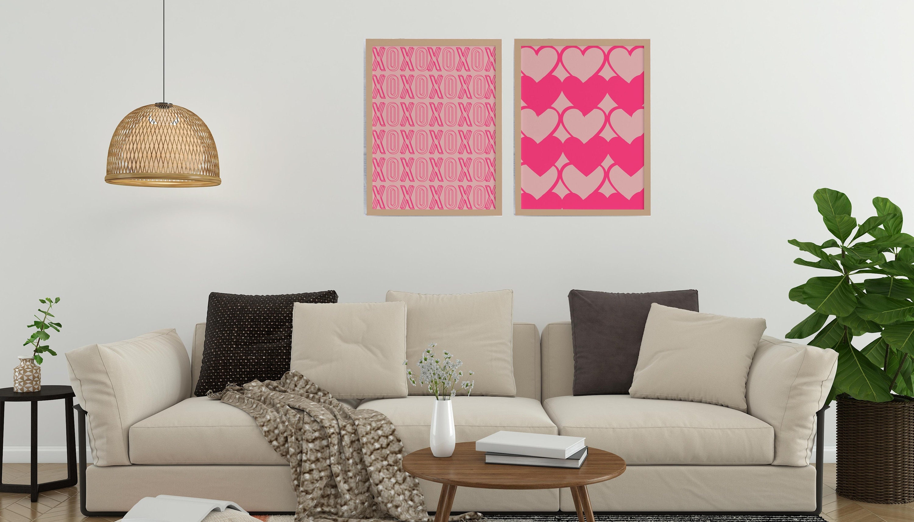 XOXO Pink Printable Artwork Instant Download Set of 4 Prints - Etsy