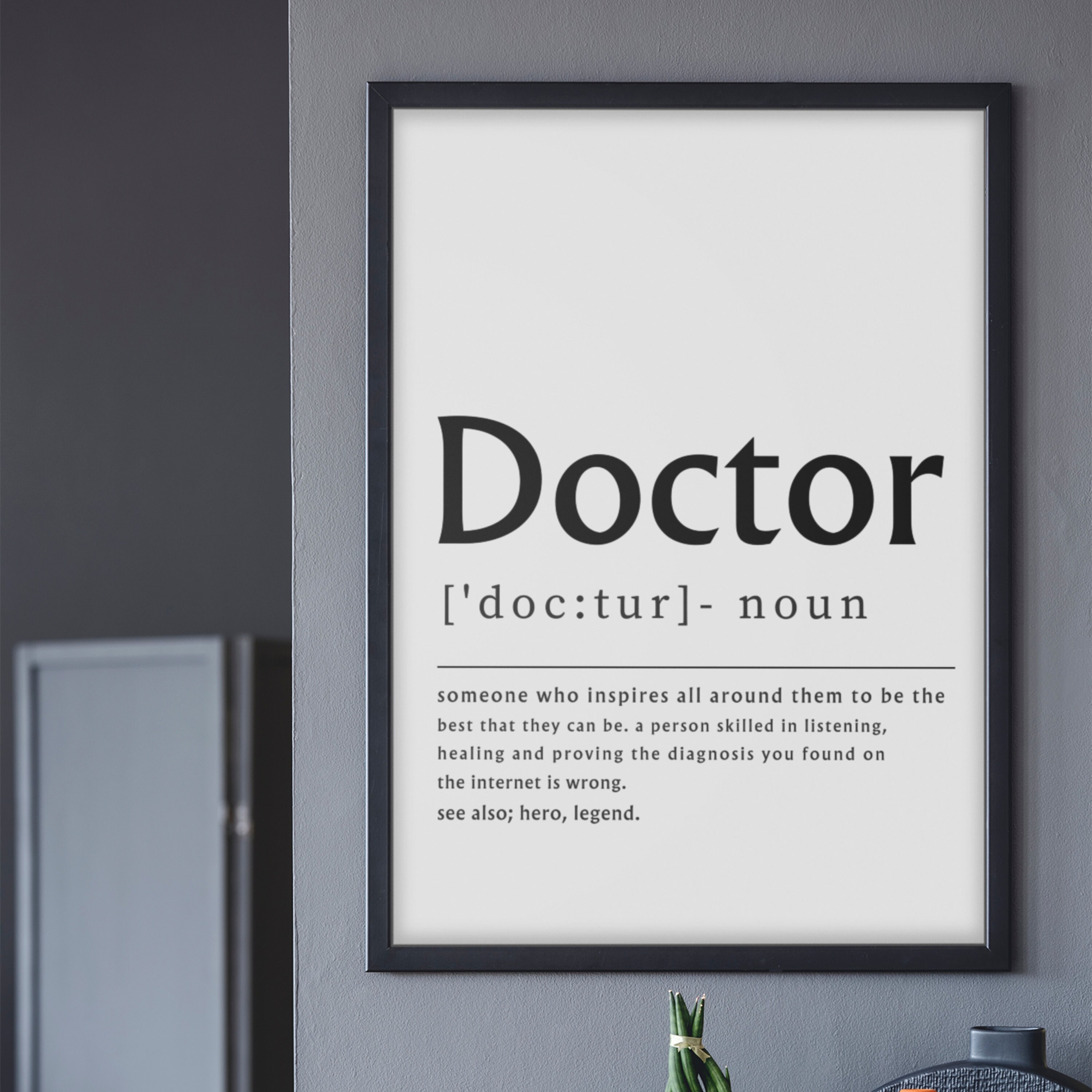 Doctor Definition Print, Doctor Poster, Doctor Gift, Gift for Doctor ...