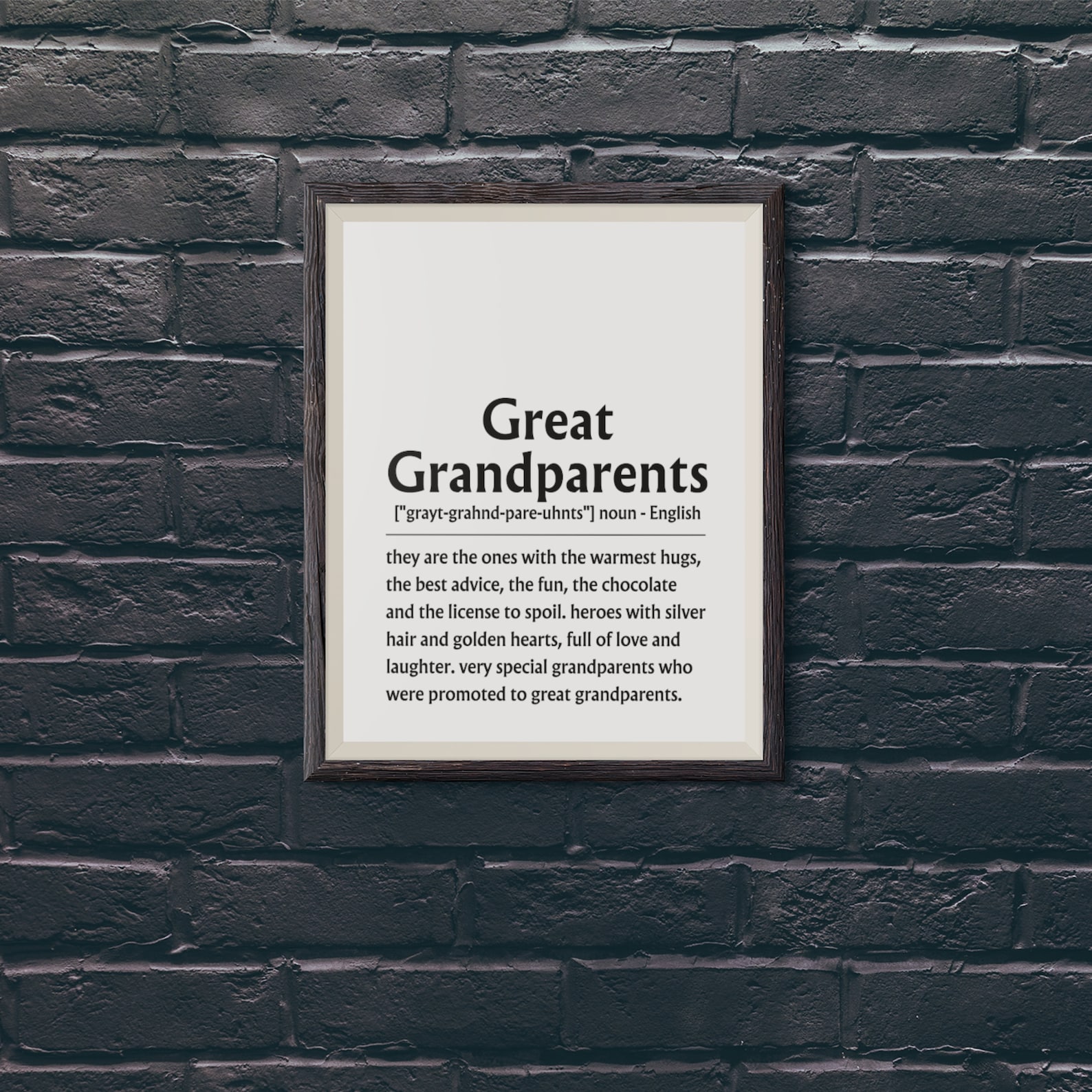Great Grandparents Definition Print, Personalised Great Grandparent ...