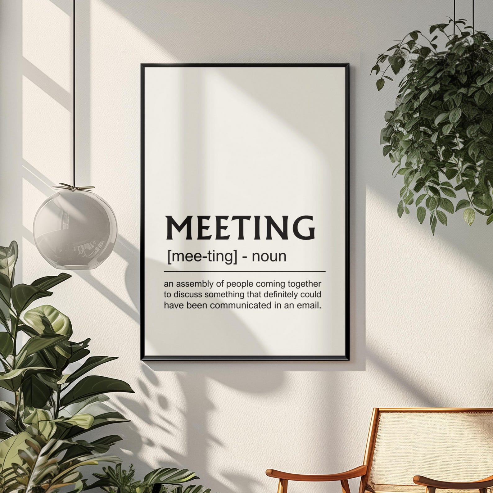 Funny Cubicle Printable Poster Artwork, Meeting Definition Print Home ...