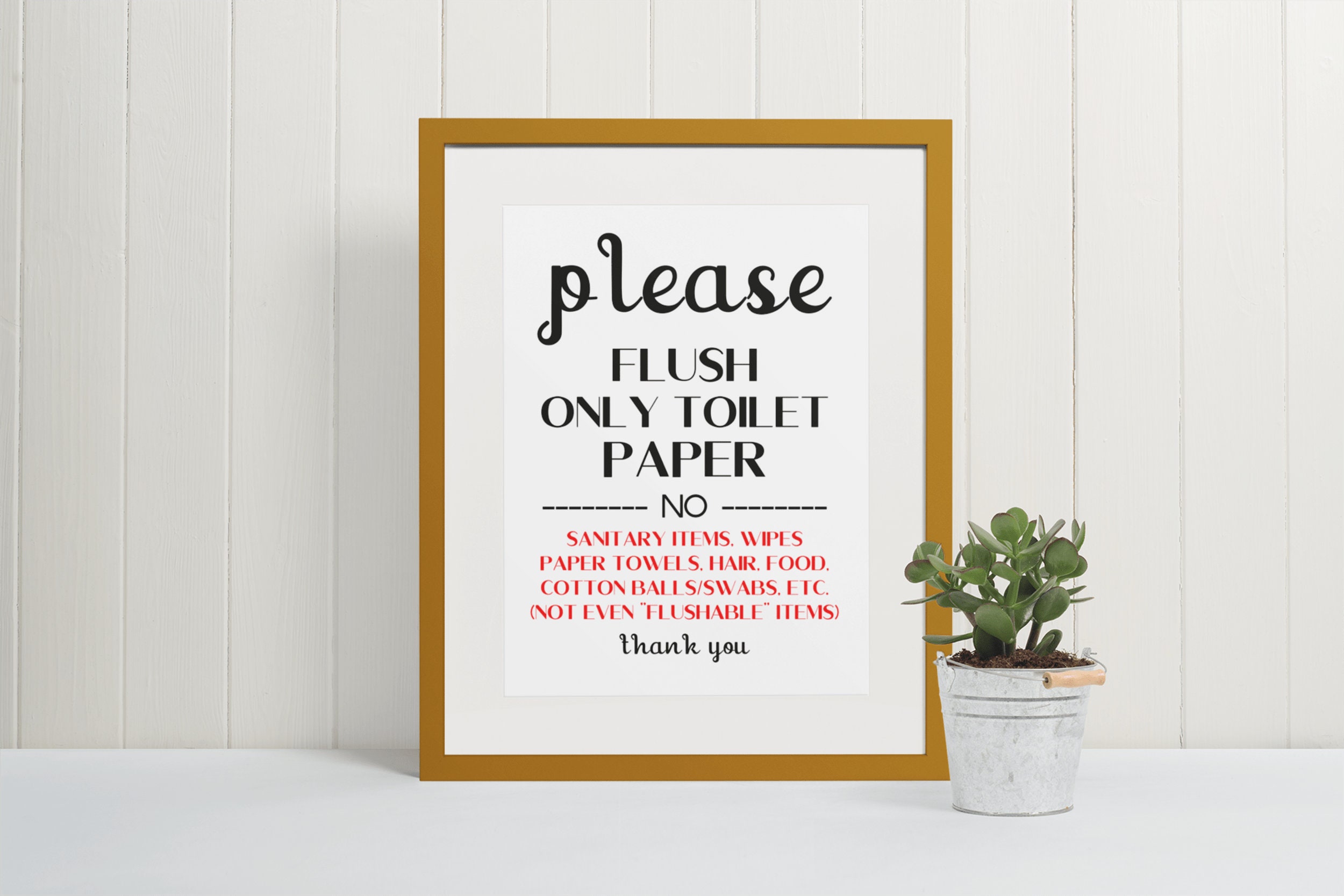 Cute Flush Only Toilet Paper Printable Bathroom Sign, Warn Residents ...