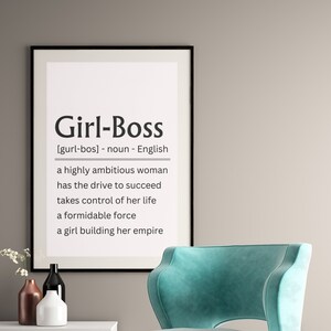 Girl Boss Definition Printable Wall Art, Woman Boss Print Instant ...