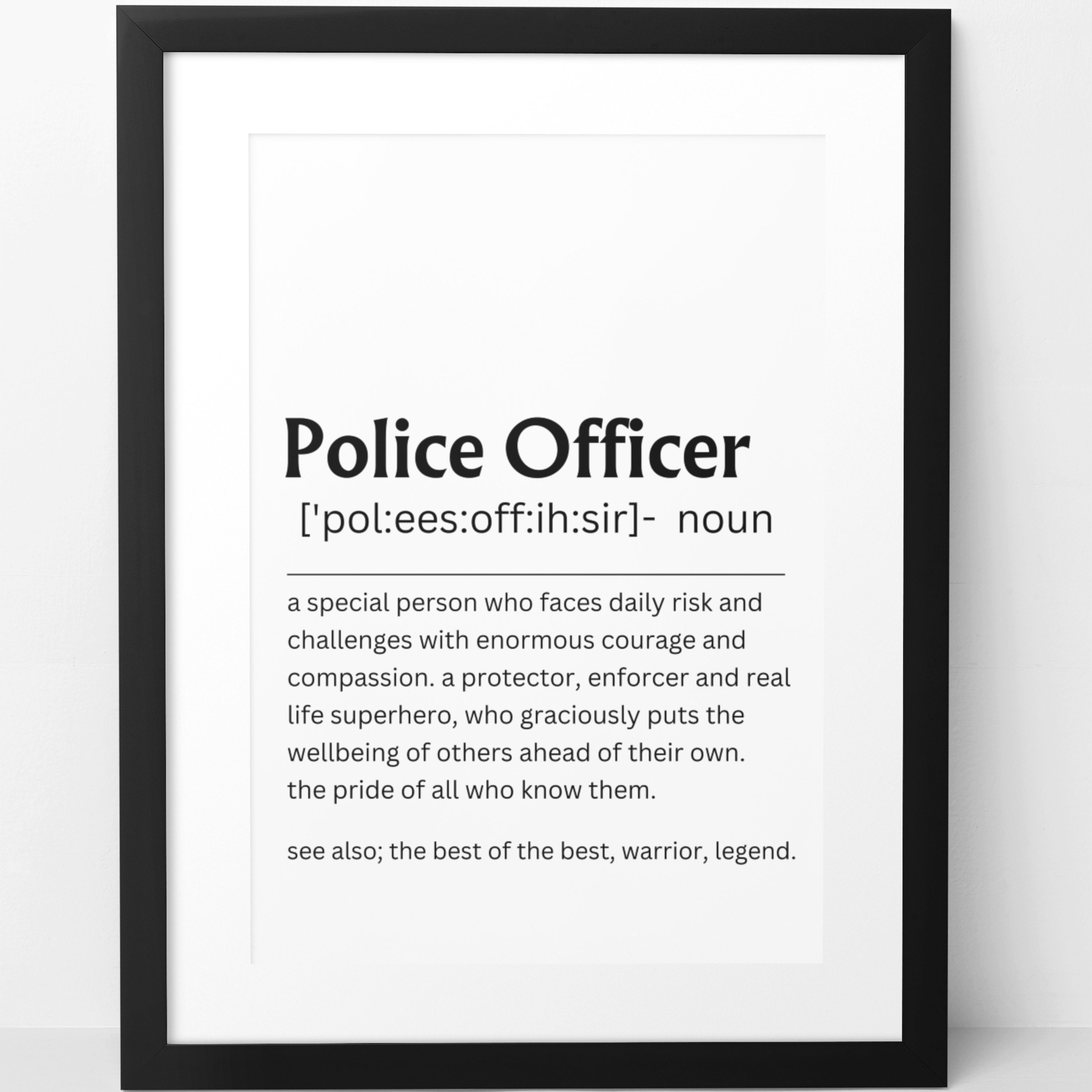 Police Officer Printable Gifts, Police Officer Definition Print, Police ...