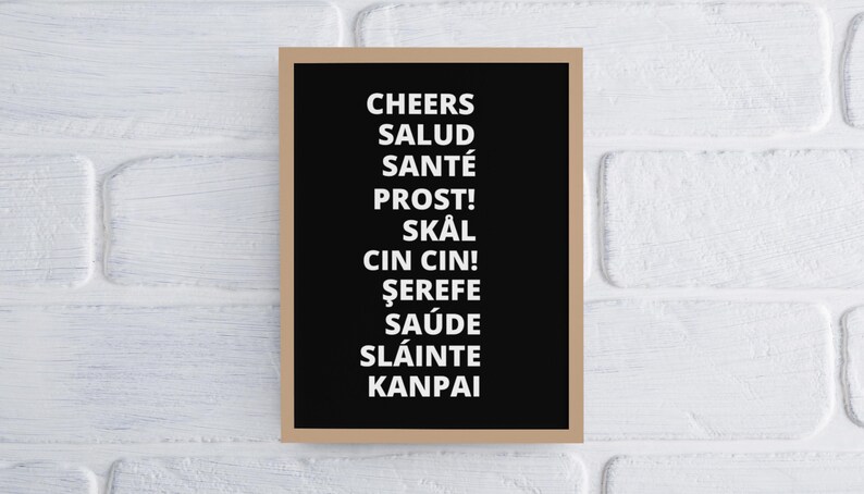 Bar Cart Art Decor Print, Cheers in Different Languages Printable Sign - Etsy