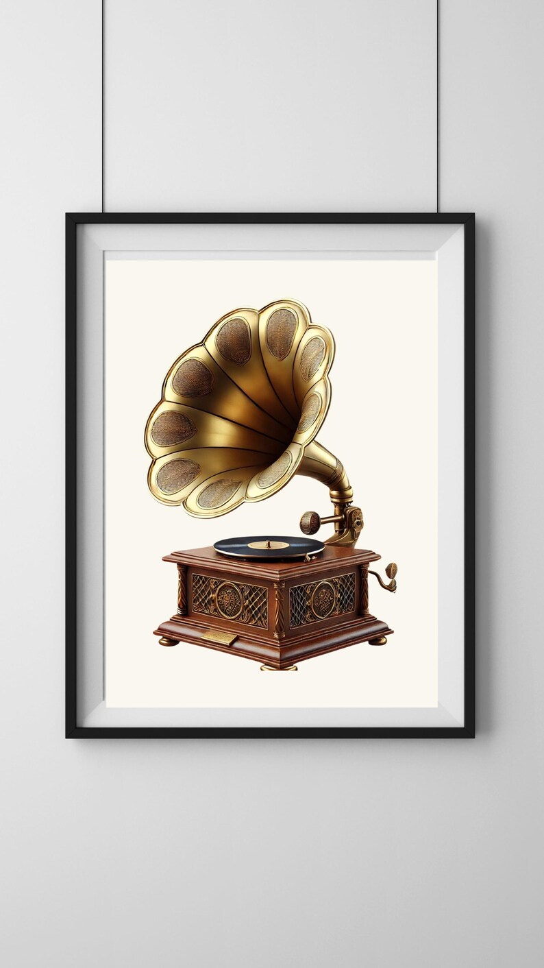 Antique Gramophone Digital Print Download, Retro Gramophone Artwork ...
