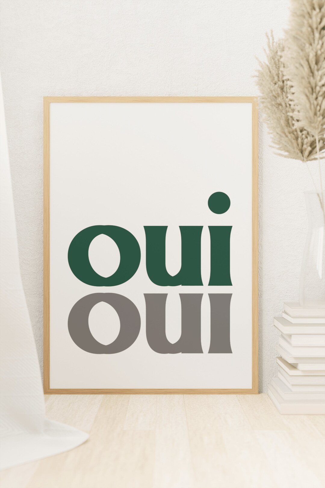 Oui Oui Poster, French Print, Green Print, Bathroom Print, Quote Wall ...
