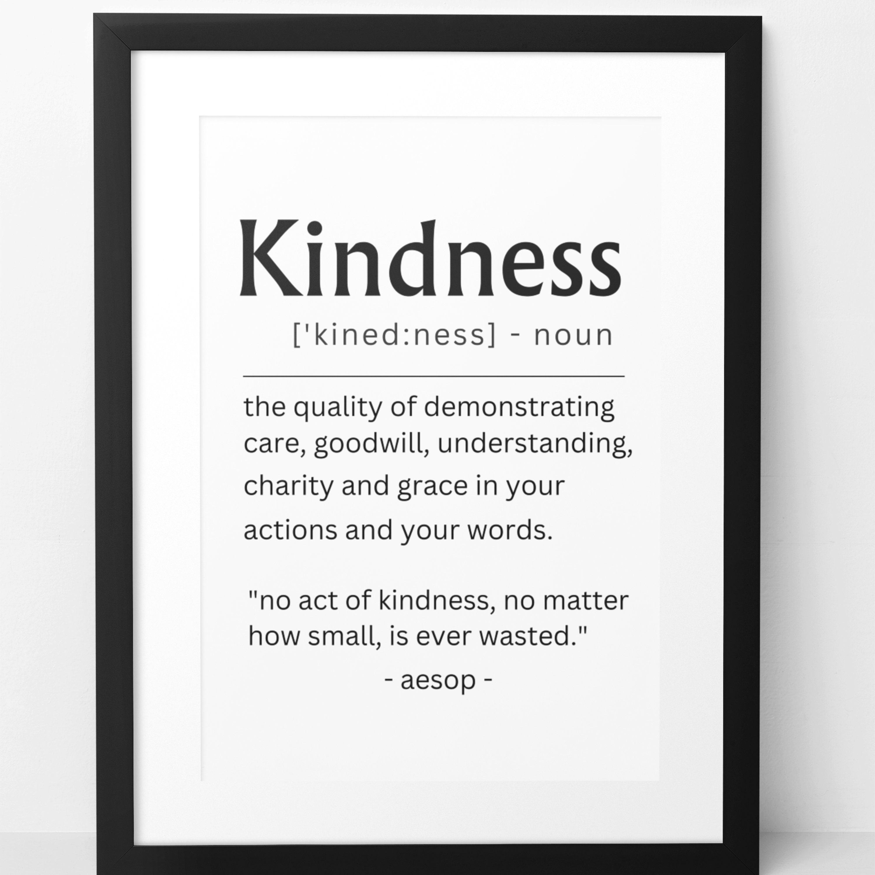Kindness Definition Print, Kindness Quote, Office Wall Art, Classroom ...