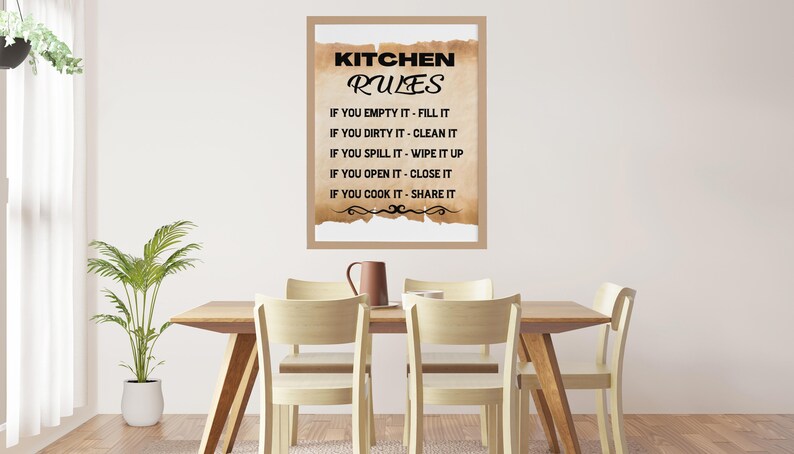 Set of 3 Kitchen Rules Printable Sign Digital Download, Kitchen Wall ...