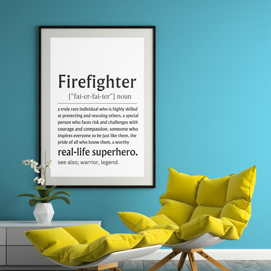 Firefighter Gift, Firefighter Definition Print, Fireman Gift ...