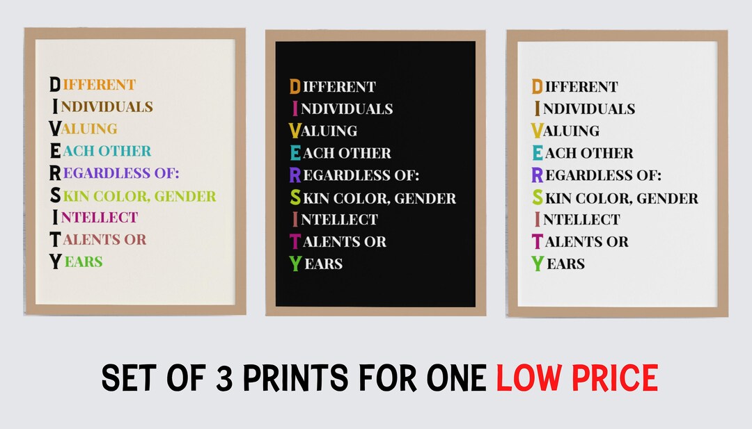 Set of 3 Diversity Poster Print, Printable School Counselor Poster ...