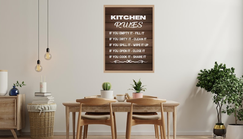 Set of 3 Kitchen Rules Printable Sign Digital Download, Kitchen Wall ...