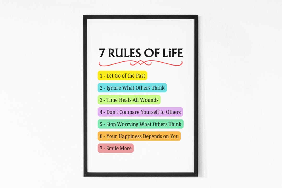 7 Rules of Life Art Print: Inspirational Office Decor (digital Download ...