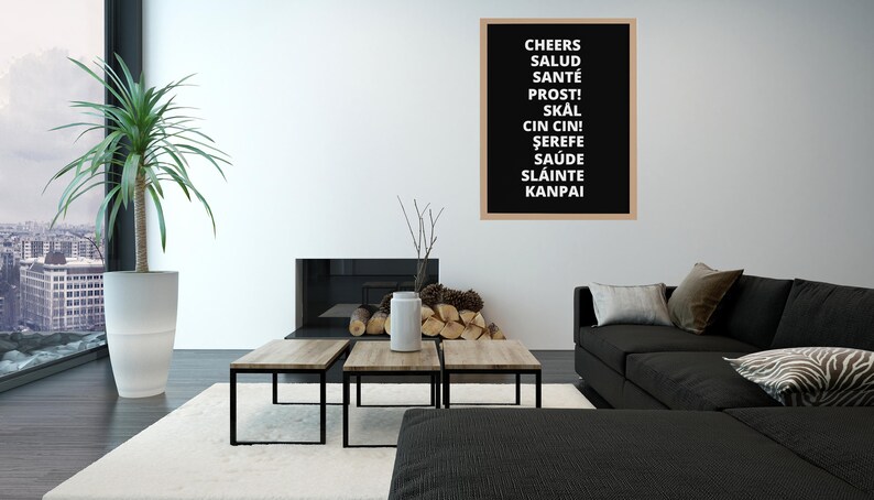 Bar Cart Art Decor Print, Cheers in Different Languages Printable Sign - Etsy