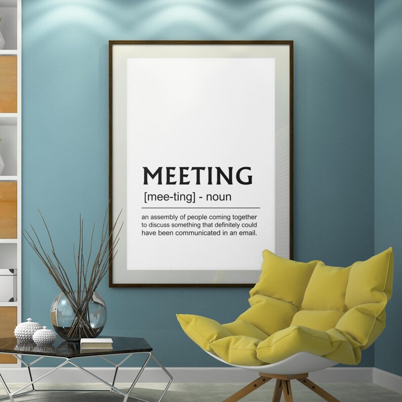 Funny Cubicle Printable Poster Artwork, Meeting Definition Print Home ...