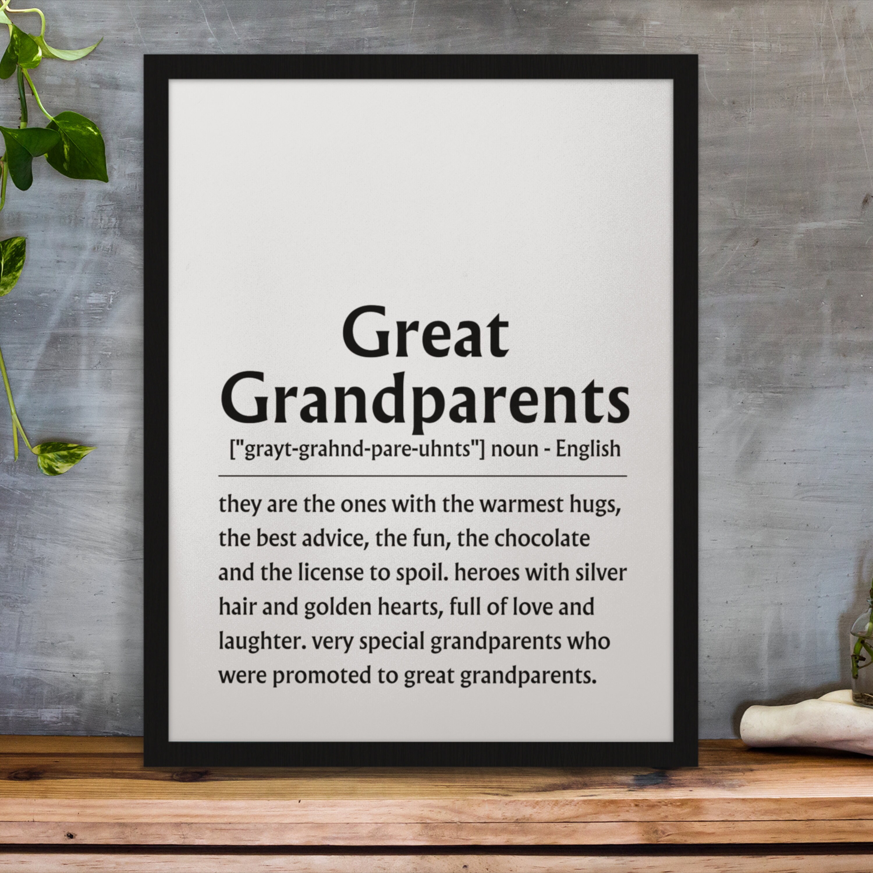 Great Grandparents Definition Print, Personalised Great Grandparent ...