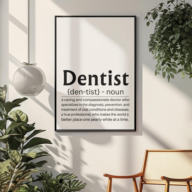 Dentist Definition Print: Minimalist Office Wall Art (digital Download ...