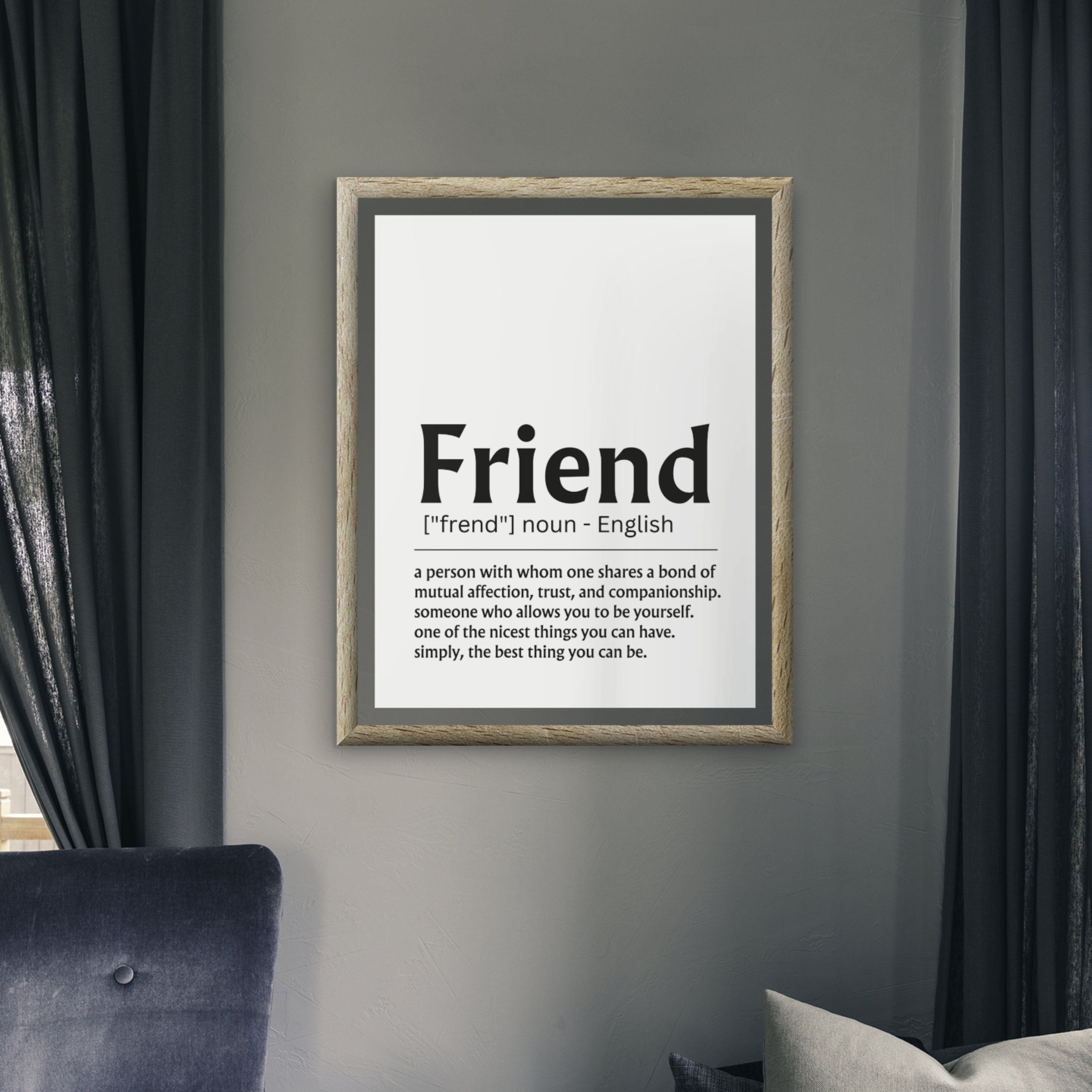 Friend Definition Print, Friendship Printable Quote, Friend Dictionary ...