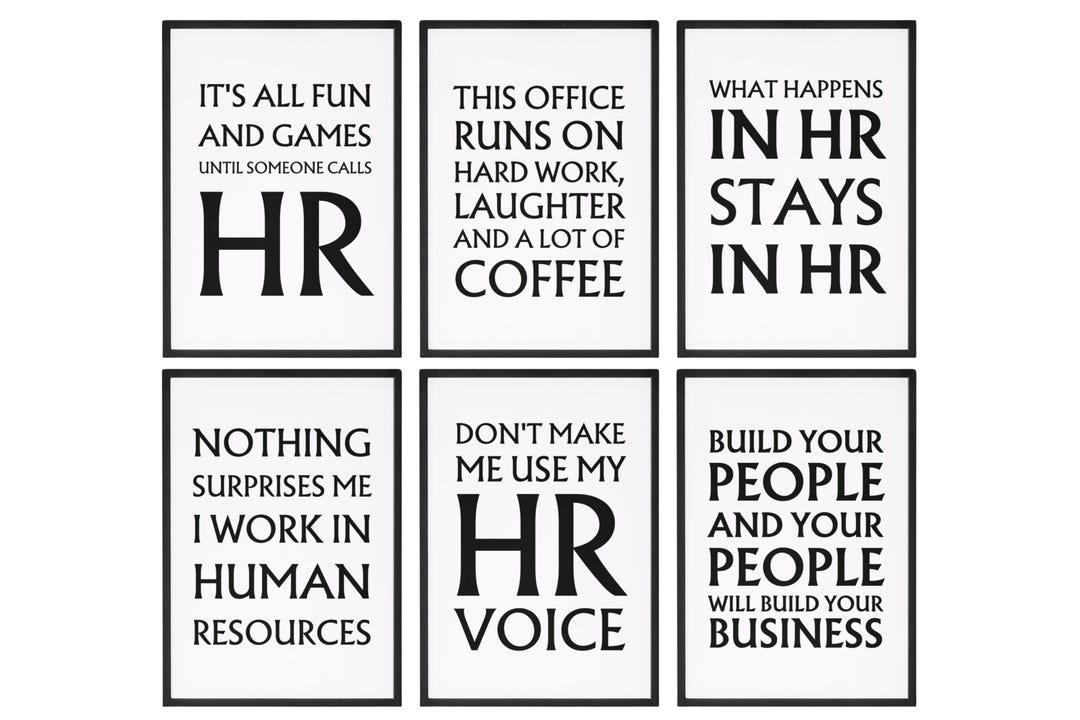 HR Office Decor Prints Set of 6 Instant Download, Human Resources Wall ...