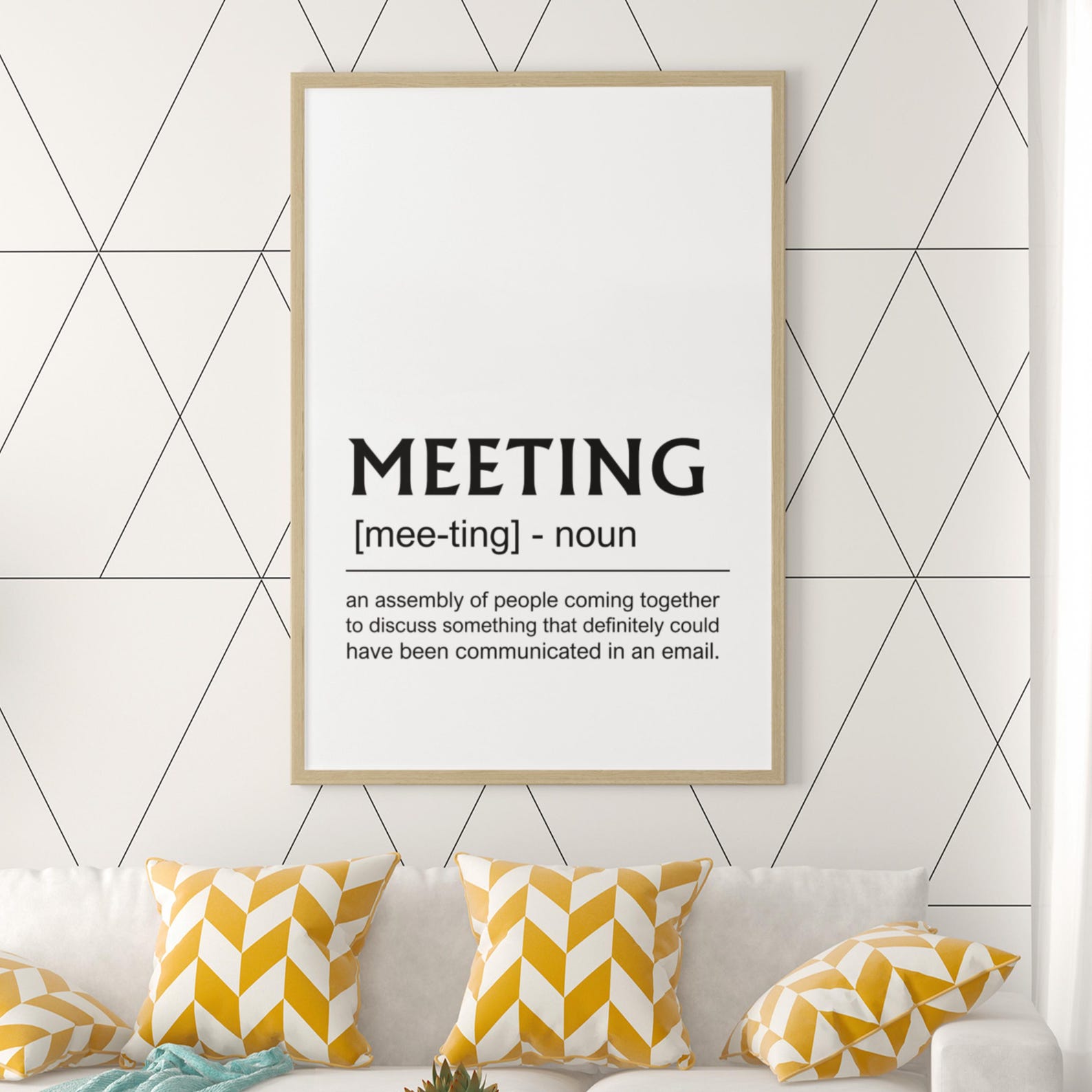 Funny Cubicle Printable Poster Artwork, Meeting Definition Print Home ...