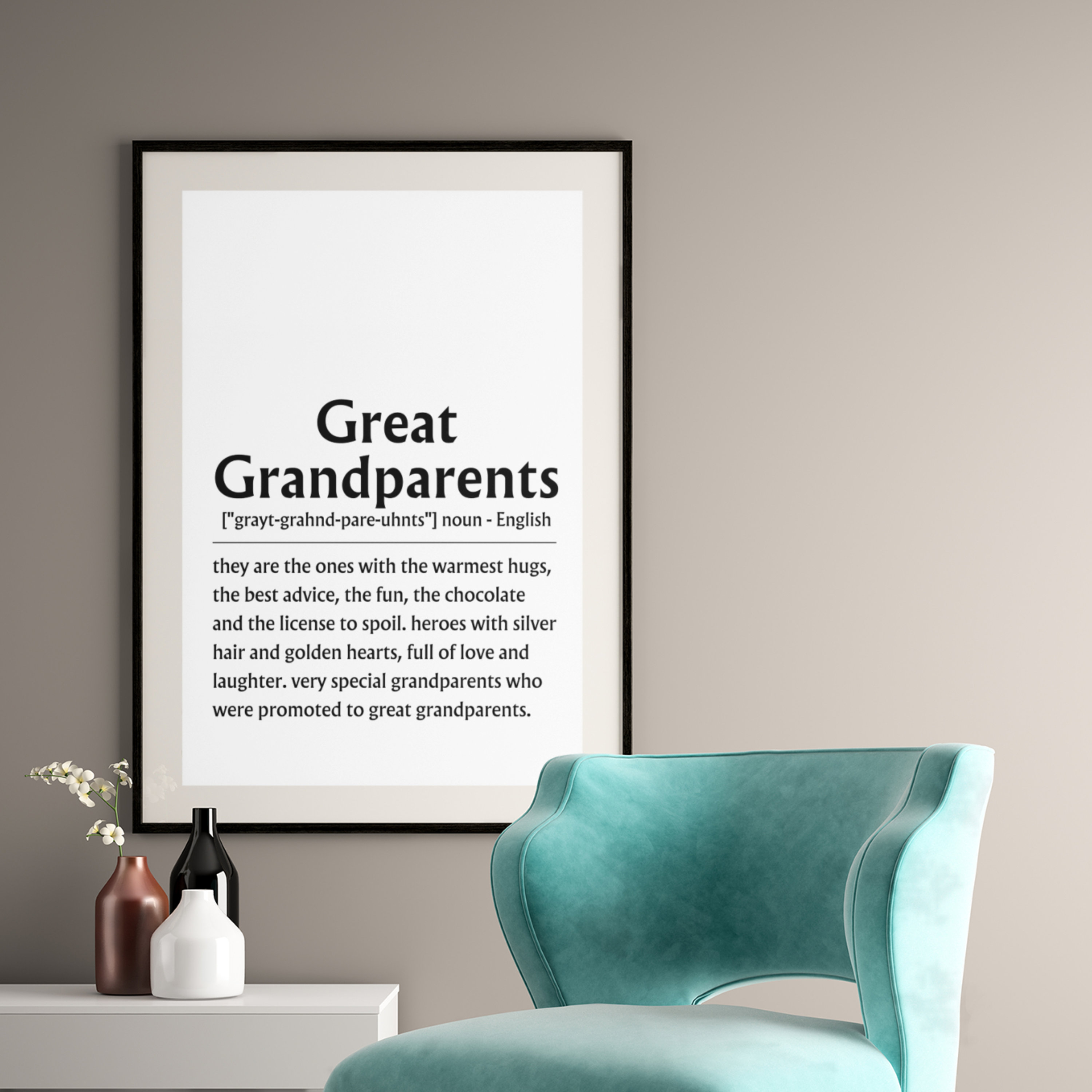Great Grandparents Definition Print, Personalised Great Grandparent ...