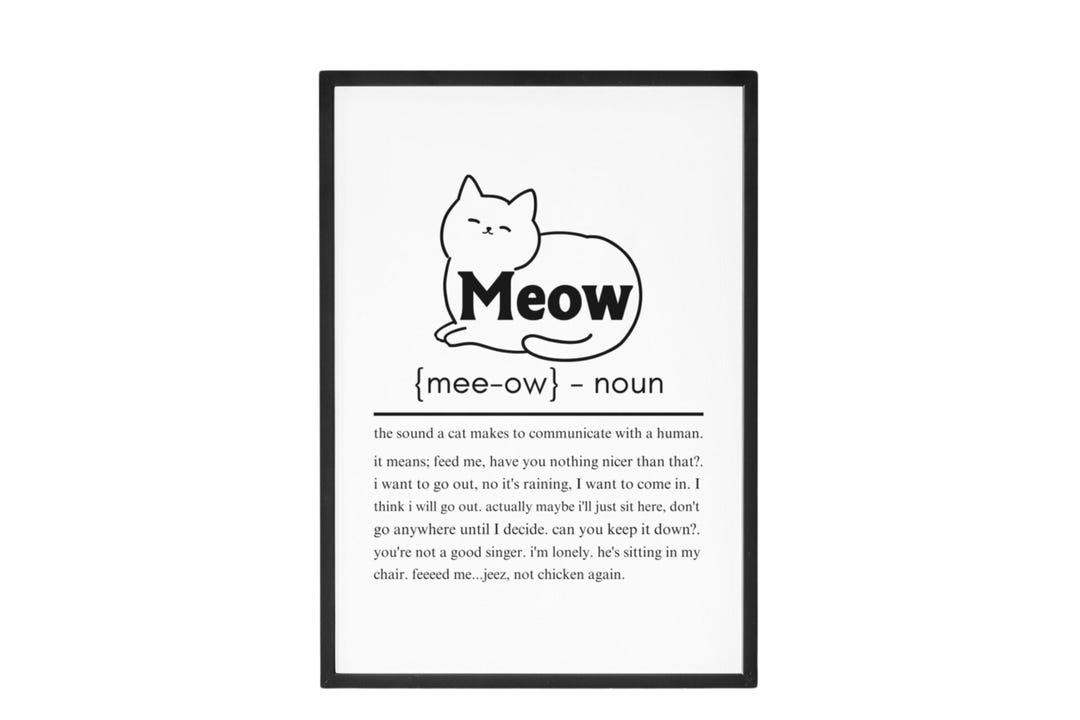 Meow Definition Print Set of 3, Cute Cat Lover Present, Kitten Owner ...