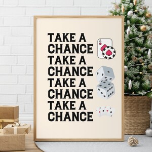 Set of 3 Take A Chance Dice Wall Art Prints, Game Room Printable ...