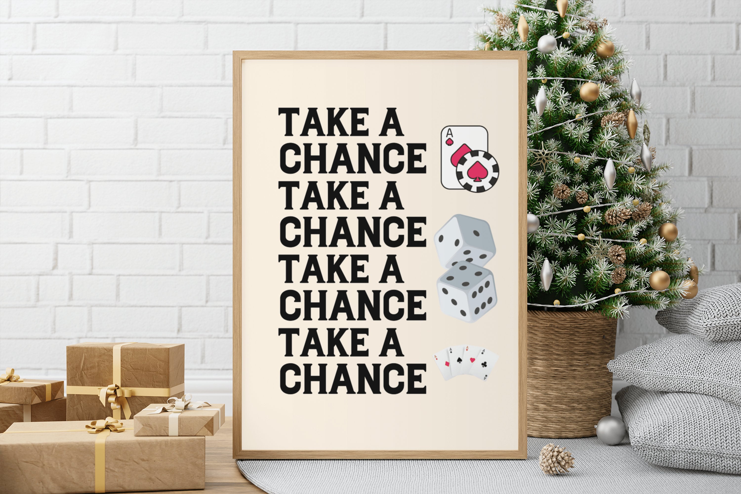 Set of 3 Take A Chance Dice Wall Art Prints, Game Room Printable ...