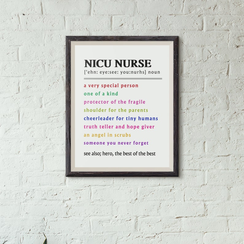 NICU Nurse Definition Print, Neonatal ICU Nurse Gift, Icu Nurse Poster ...