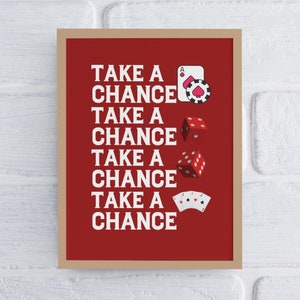 Set of 3 Take A Chance Dice Wall Art Prints, Game Room Printable ...