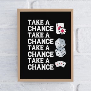 Set of 3 Take A Chance Dice Wall Art Prints, Game Room Printable ...