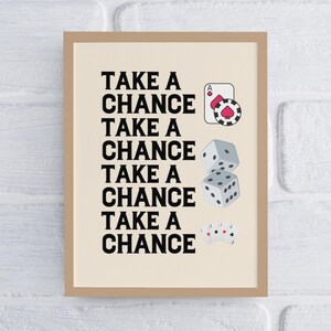 Set of 3 Take A Chance Dice Wall Art Prints, Game Room Printable ...