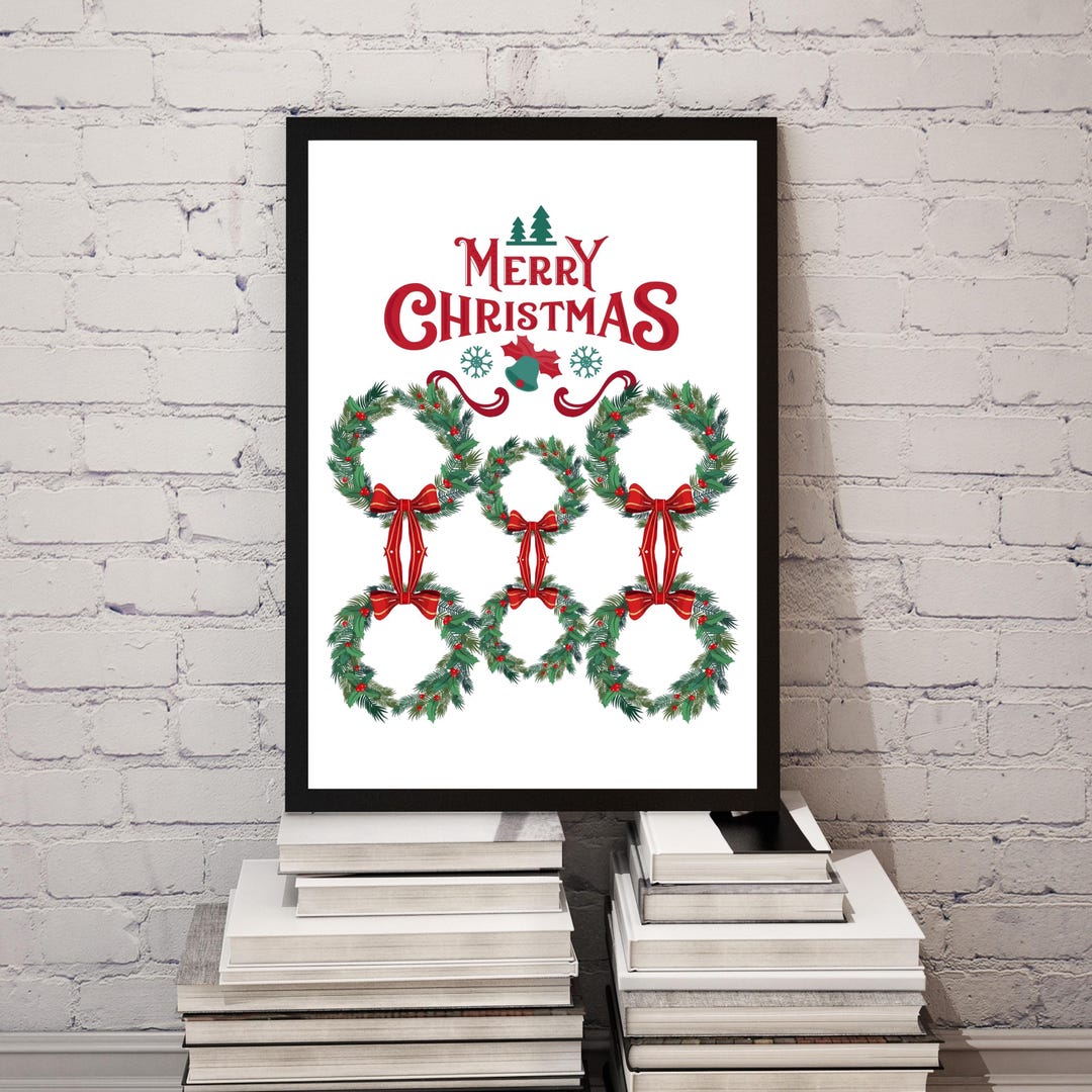 Christmas Wreath Art Printable Digital Download, Printable Xmas Wreath ...