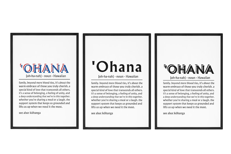 Ohana Definition Print Set: Hawaiian Family Art (digital Download) - Etsy