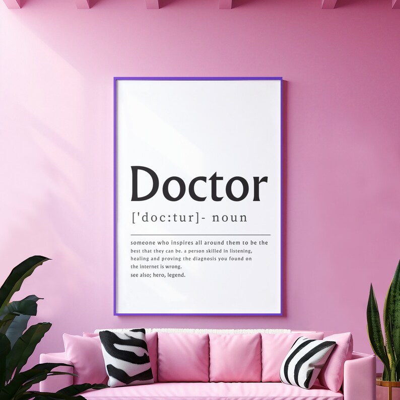 Doctor Definition Print, Doctor Poster, Doctor Gift, Gift for Doctor ...