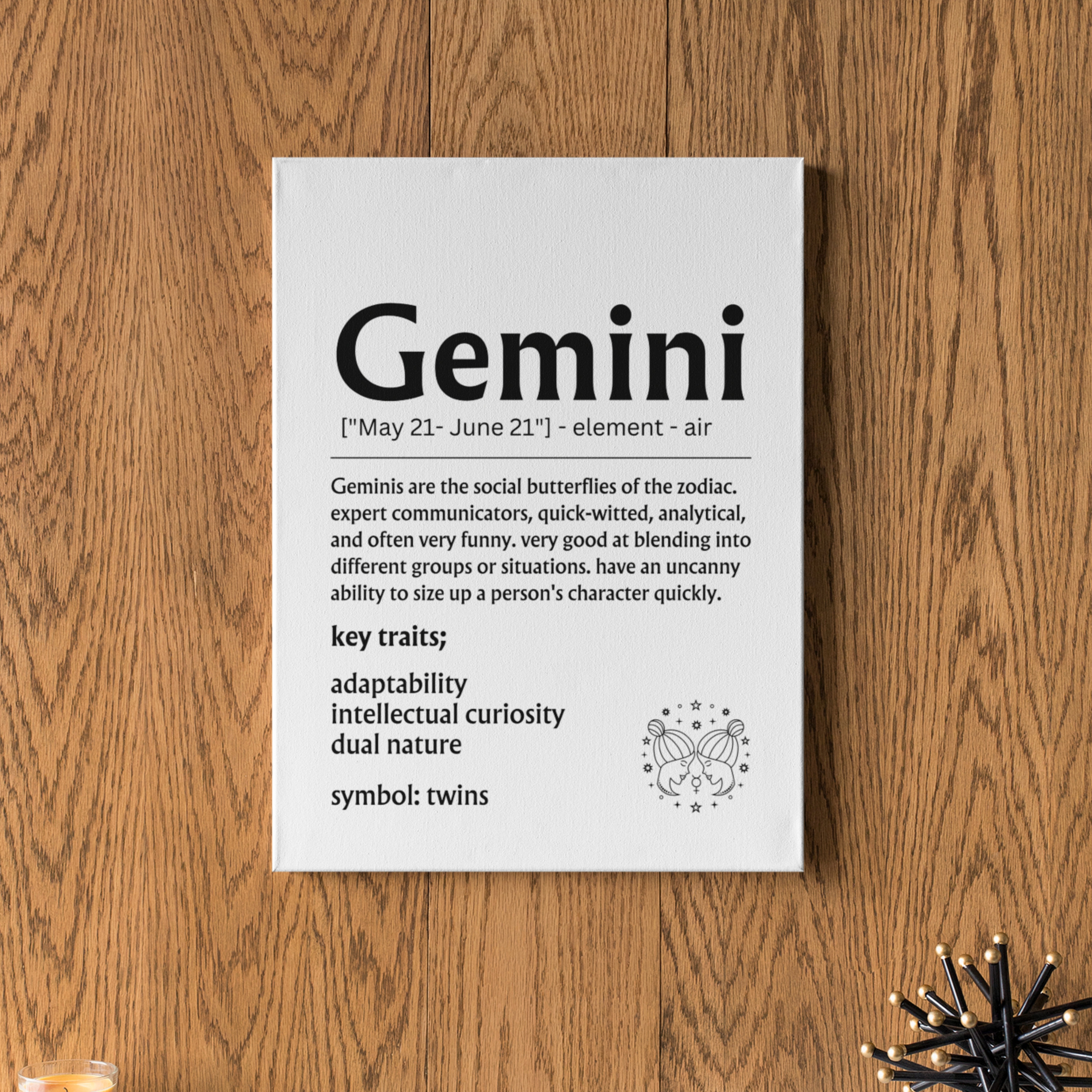 Gemini Definition Print, Gemini Gifts, Gemini Print, Gemini Decor ...