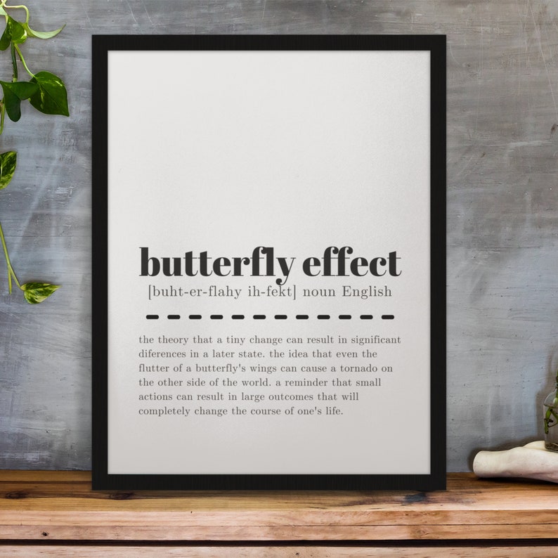 Butterfly Effect Definition Print, Inspirational Wall Art, Butterfly ...