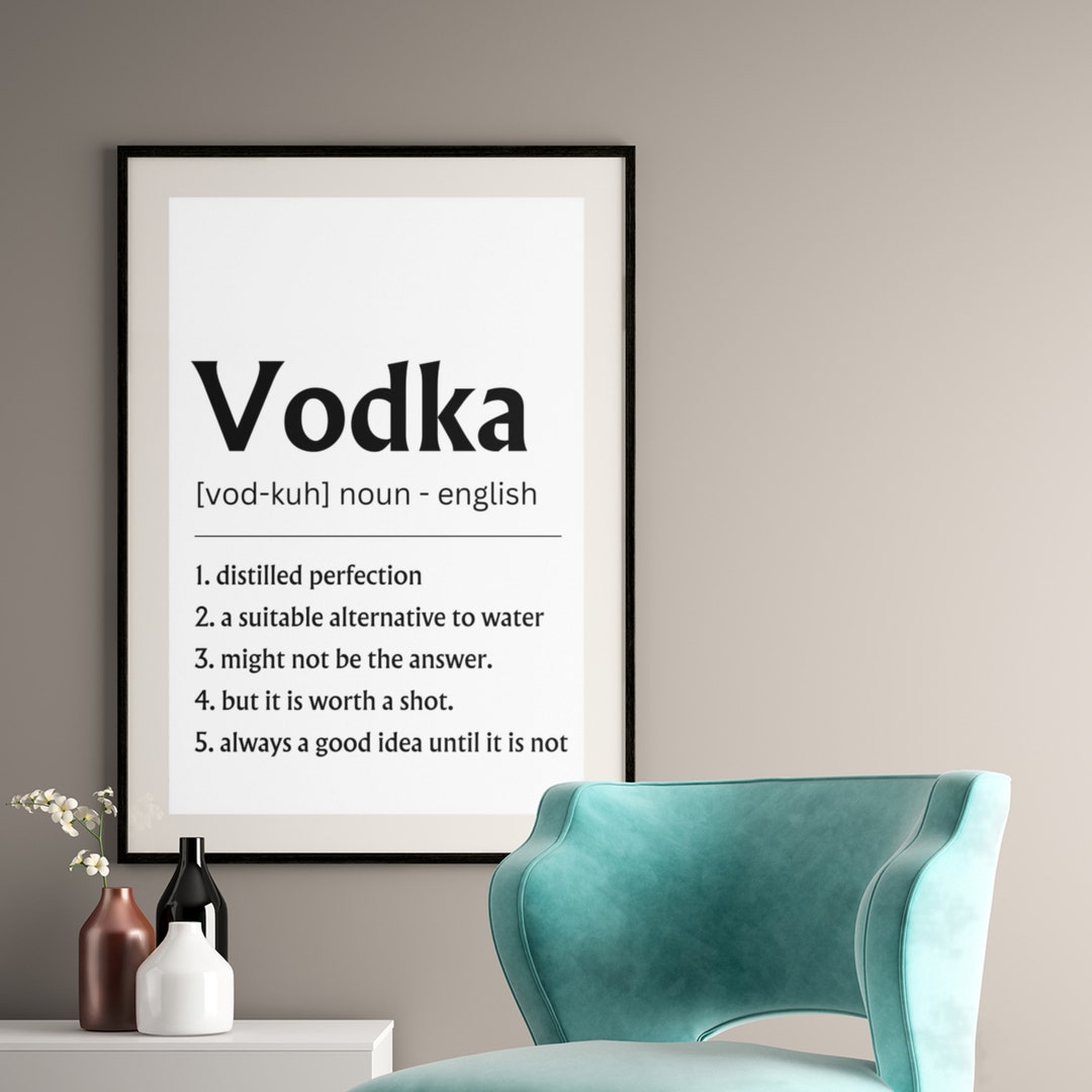 Vodka Definition Printable Wall Art: Modern Bar Cart Decor, Digital ...