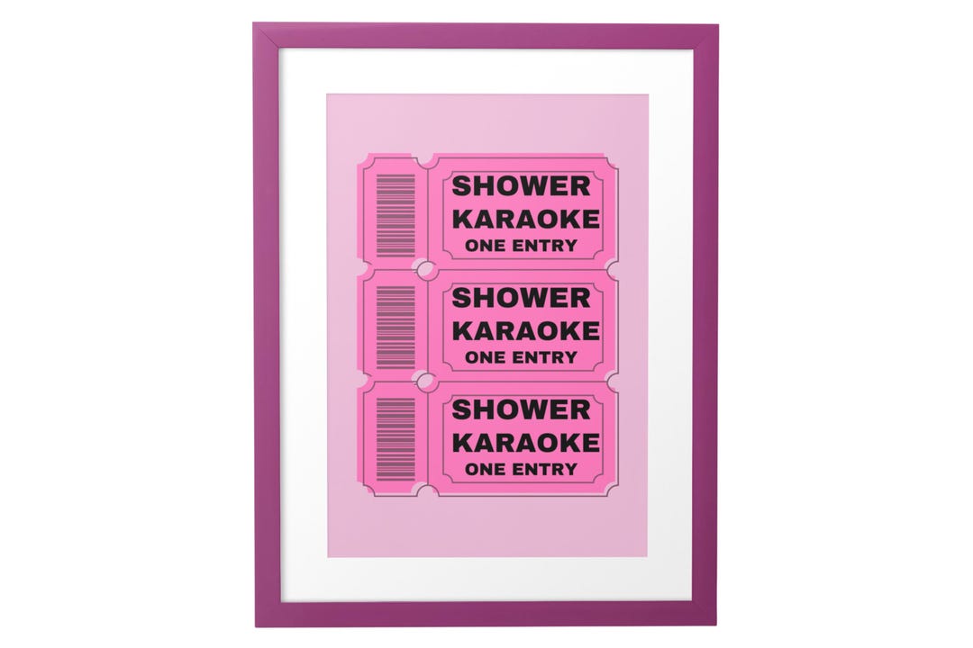 Shower Karaoke Ticket Print: Hot Pink Bathroom Art (digital Download ...
