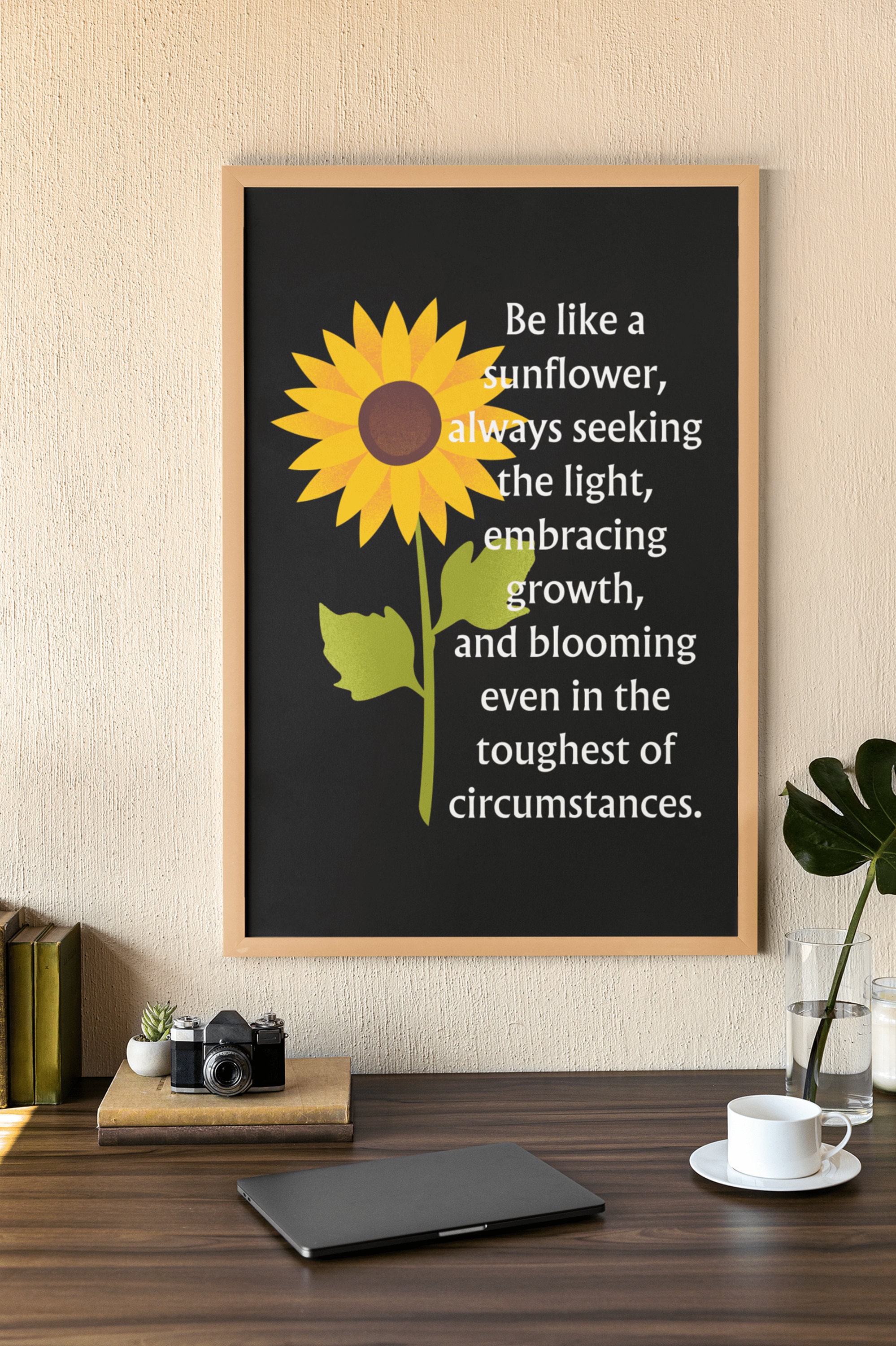 Be Like a Sunflower Inspirational Print Wall Art, Sunflower Positive ...