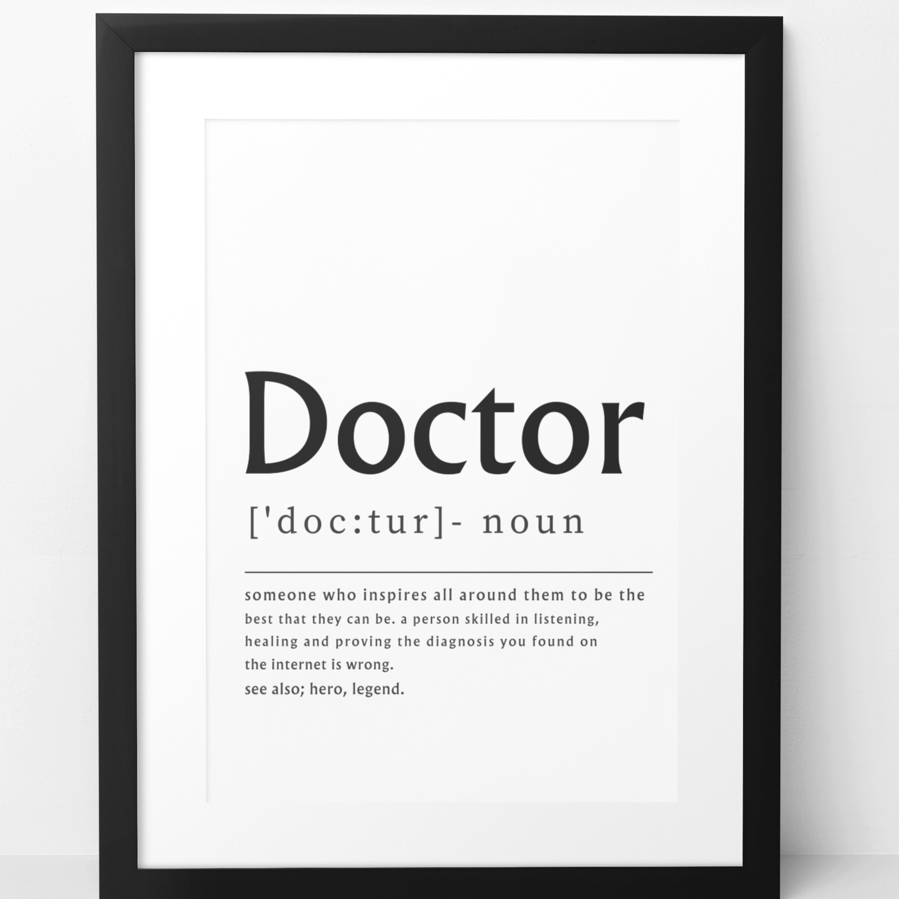 Doctor Definition Print, Doctor Poster, Doctor Gift, Gift For Doctor ...