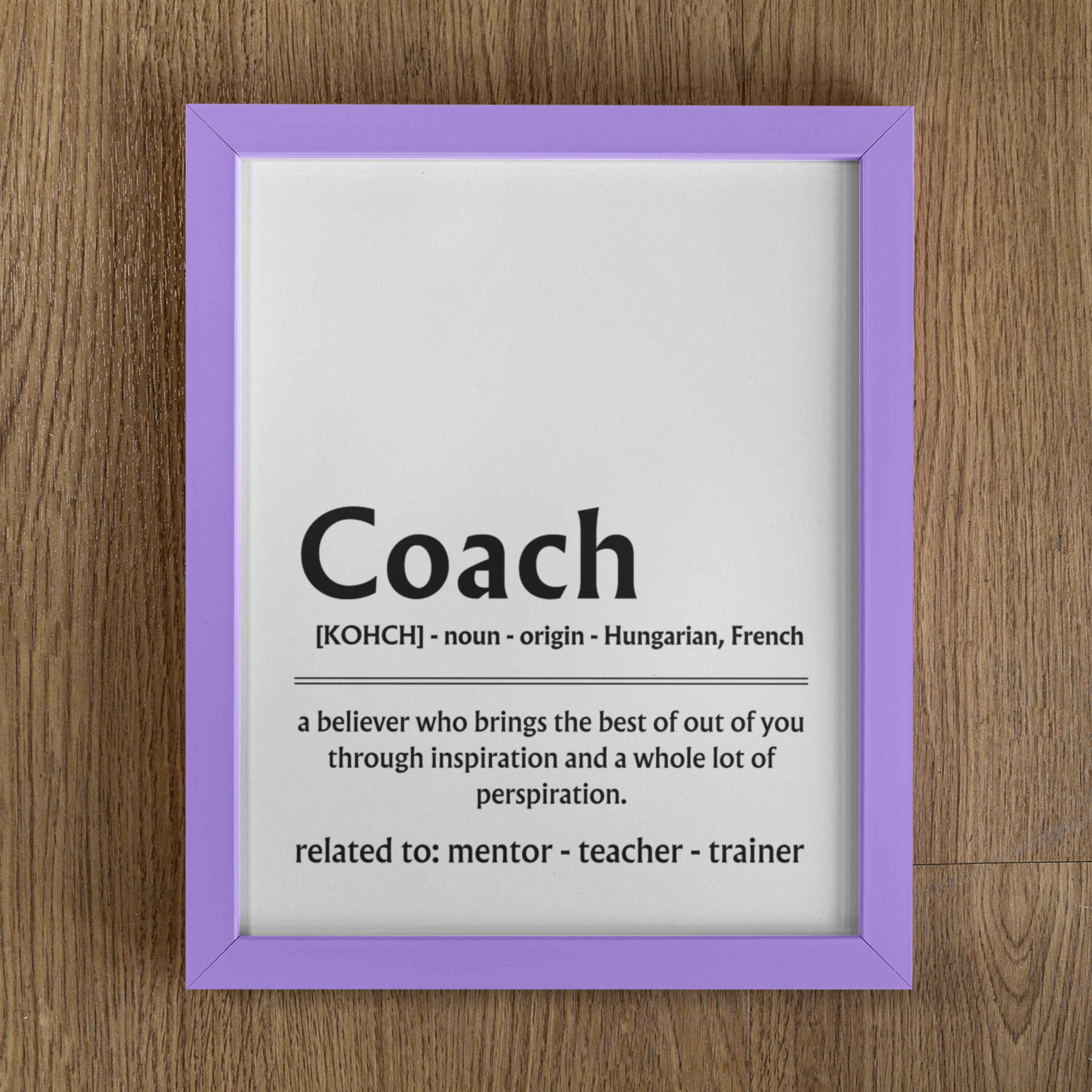 Coach Definition Print, Coach Gift Printable Wall Art, Baseball Coach ...
