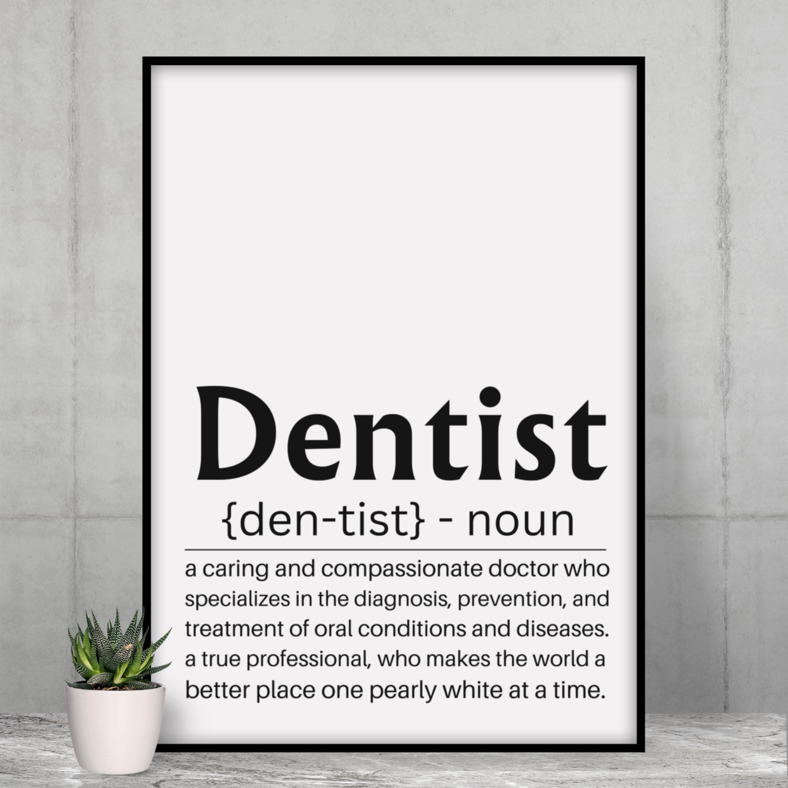 Dentist Definition Print: Minimalist Office Wall Art (digital Download ...