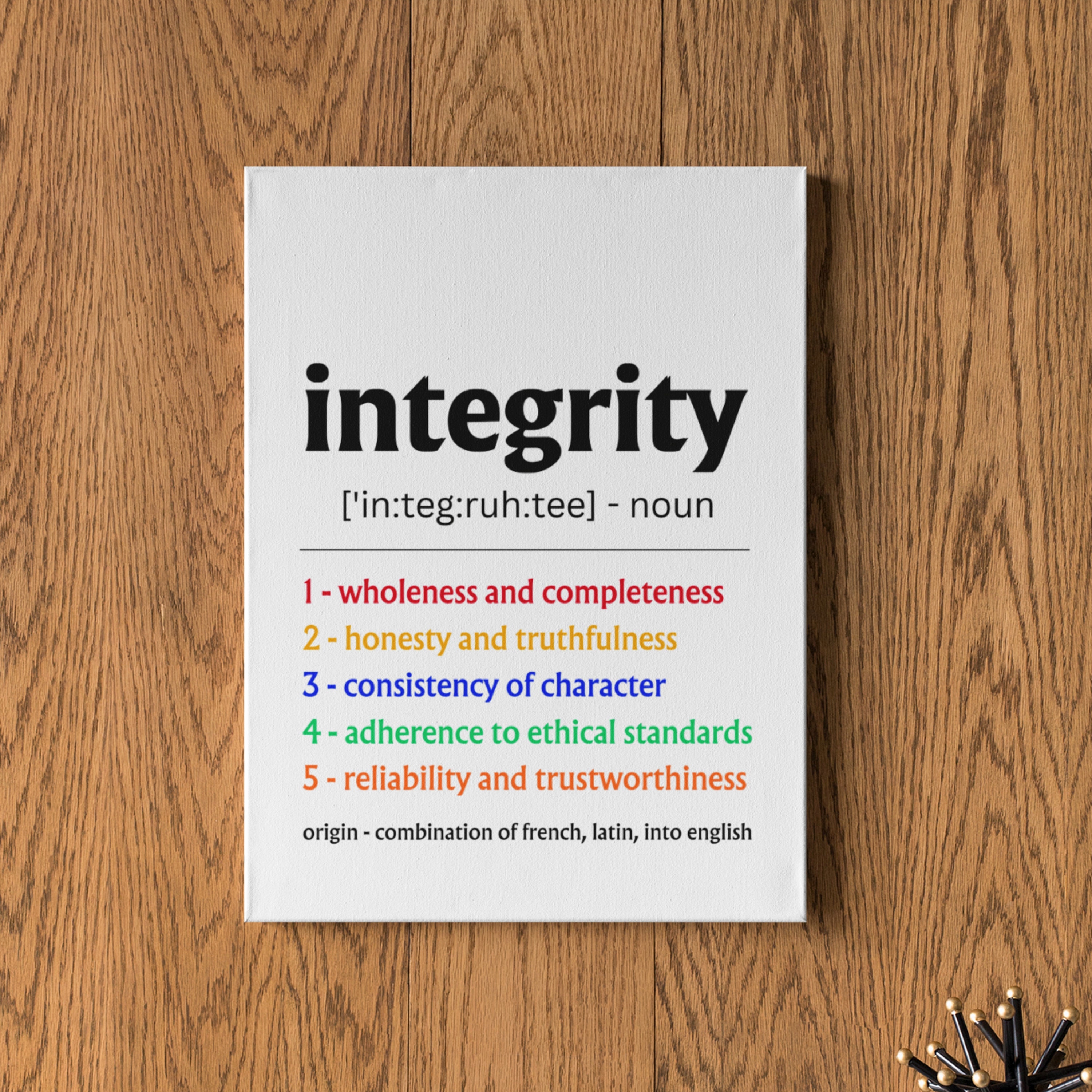 Integrity Definition Print, Integrity Quote, Office Wall Art, Classroom ...